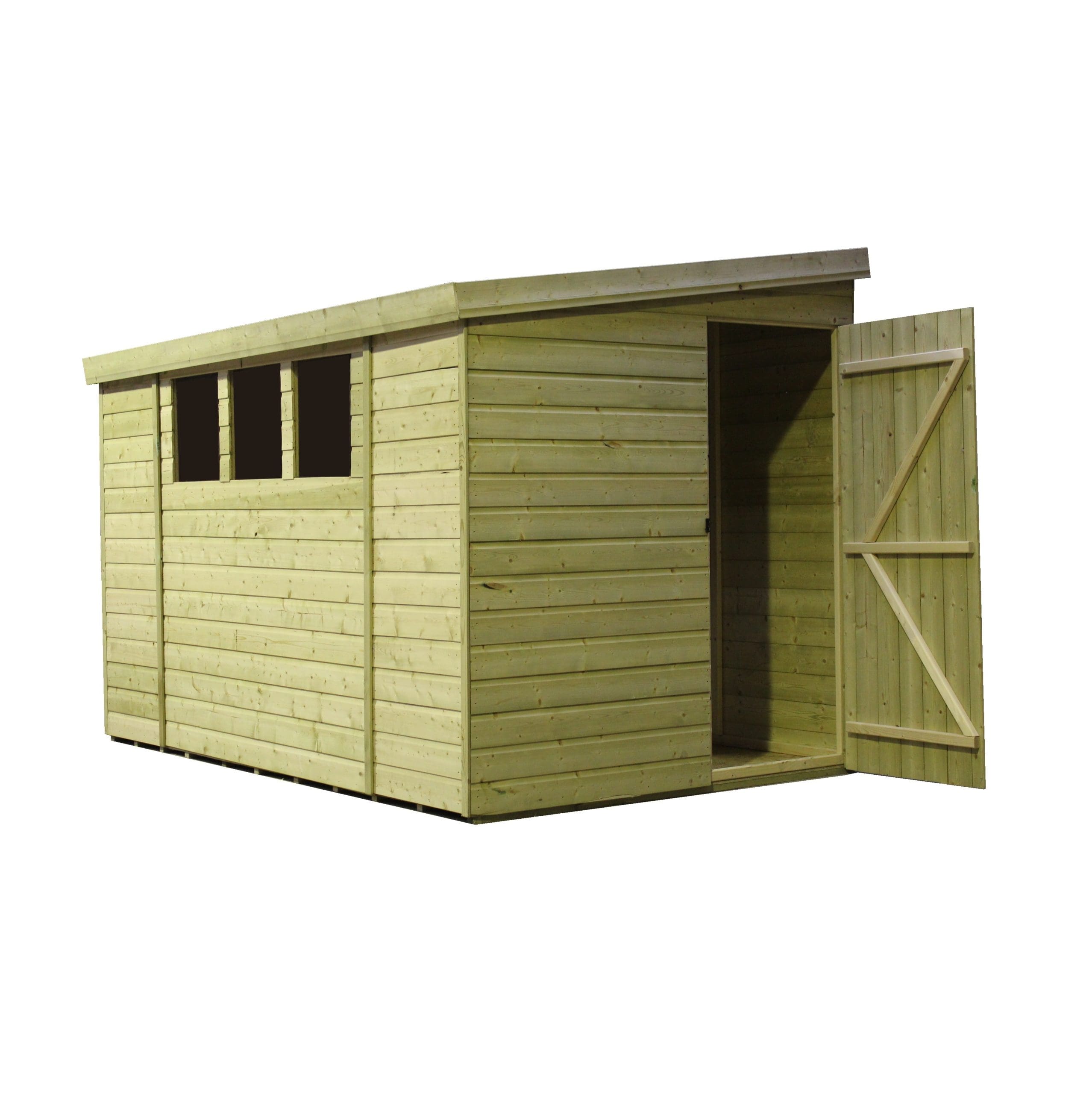 Empire 3000 9x4 Pent Garden Shed with a Single Door on Right Side Panel ...