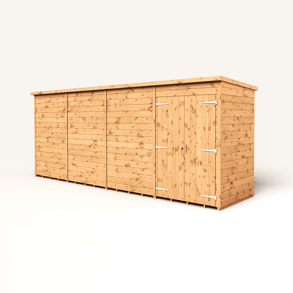 Empire 16x4 Modular Pent Garden Shed with a Double Door - Empire Sheds