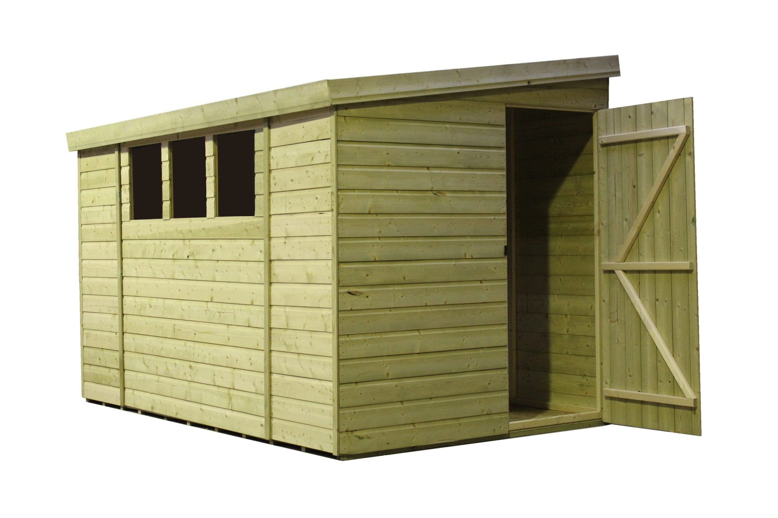Empire 3000 9x7 Pent Garden Shed with a Single Door on Right Side Panel ...